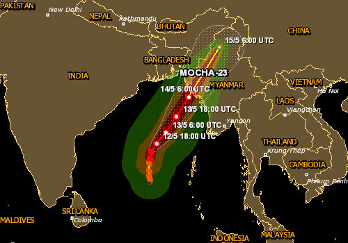 Mocha נוחתת ליד Sittwe - Weather2day